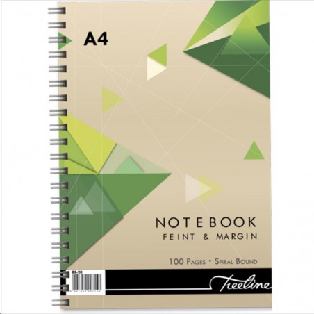 Treeline Book A4 Spiral Note Bound Feint & Margin Perforated 100gs