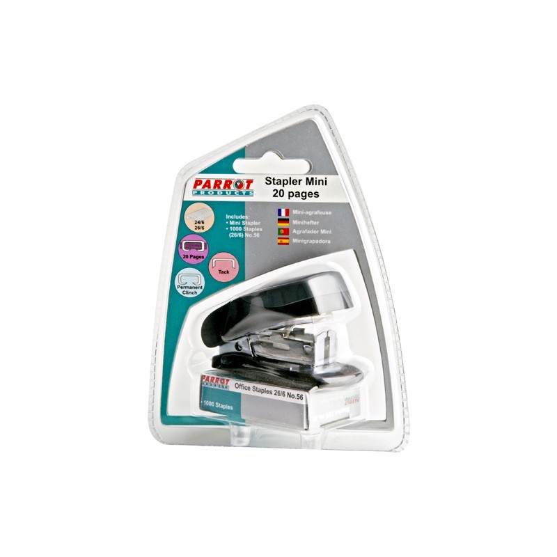 Stapler Parrot Plastic mini black (100x26/6)