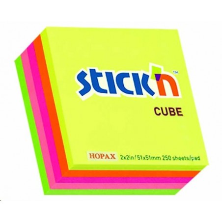 Stick n cube Notes 50*50 Pack Neon 250sheets (BSC)