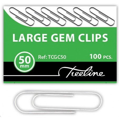 Treeline Paper Clips Silver 50mm - Gemclip